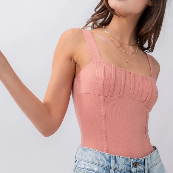 Tops | Stormy Ribbed Corset Knit Bodysuit | Poshmark